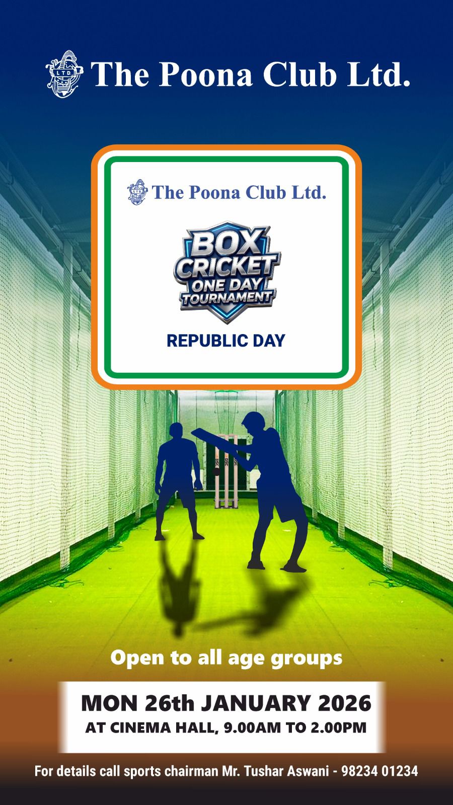 Box Cricket One Day Tournament On 26th Jan 2026 9.00AM at Cinema Hall ...